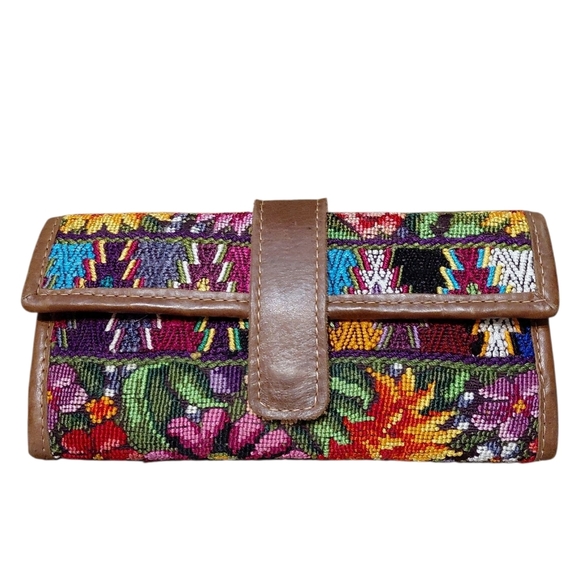 Bags | Hand Crafted Guatemalan Wallet Embroidered Floral Trifold Wallet ...